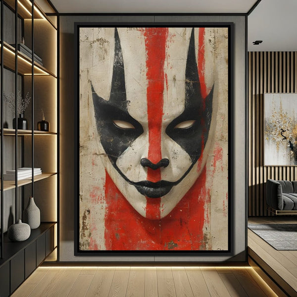 Tribal Mask Red Strike Face | NicheCanvas