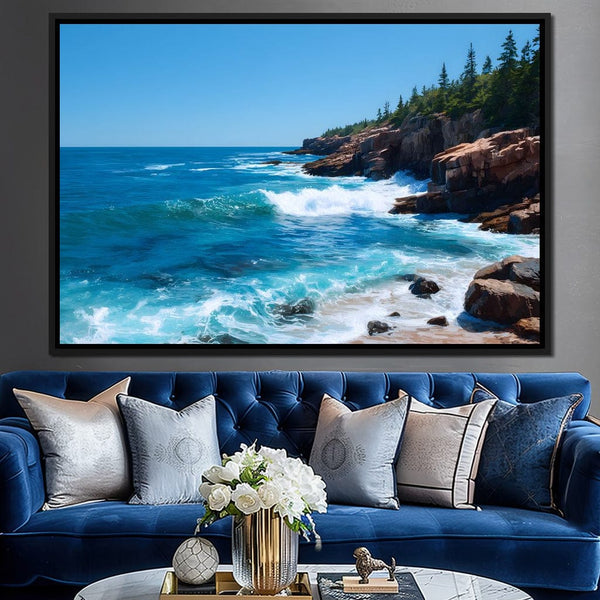 Rocky Coast Whitewave Horizon | NicheCanvas