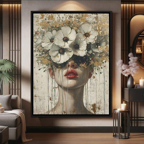 Golden Petal Masquerade | NicheCanvas