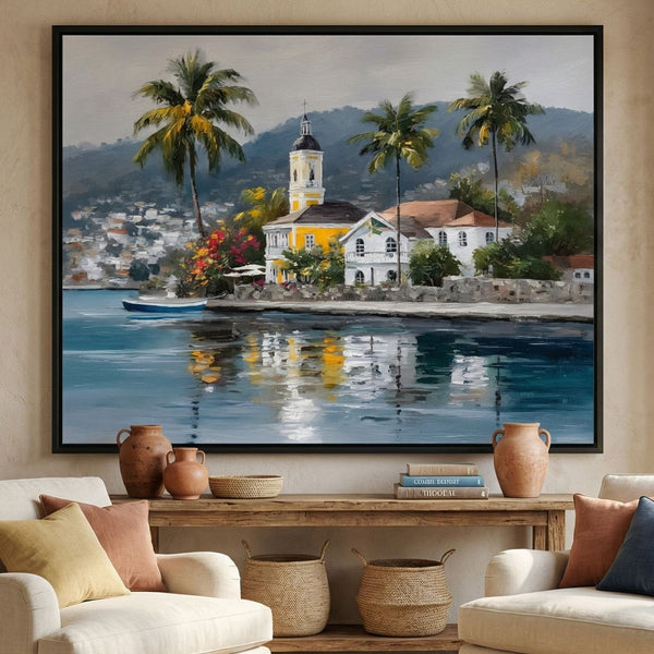 Tropical Harbor Church View | NicheCanvas