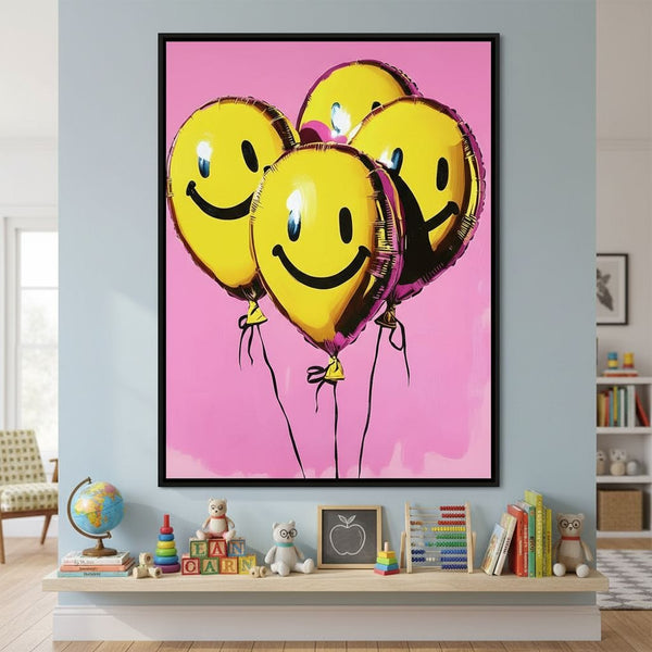 Four Smiley Balloons | NicheCanvas