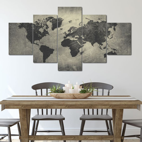 World Map - 5 Panels Set | NicheCanvas