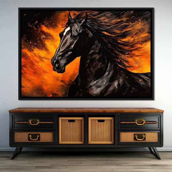 Stallion Amidst Ember Blaze | NicheCanvas