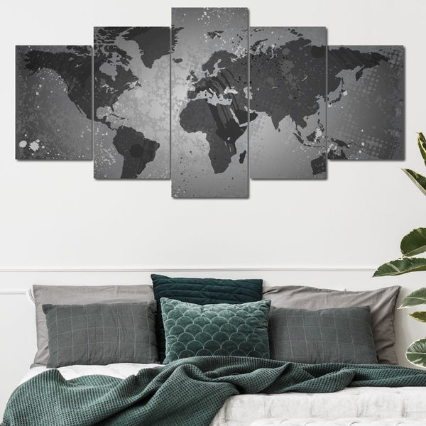 World Map - Grey Tones | NicheCanvas